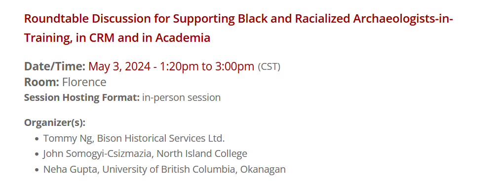Session on Engaging Black and Racialized Descendant Communities with Archaeology and Heritage ...